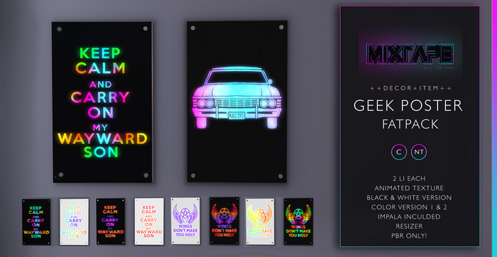 Second Life Marketplace - MIXTAPE Decor - geek poster - FP